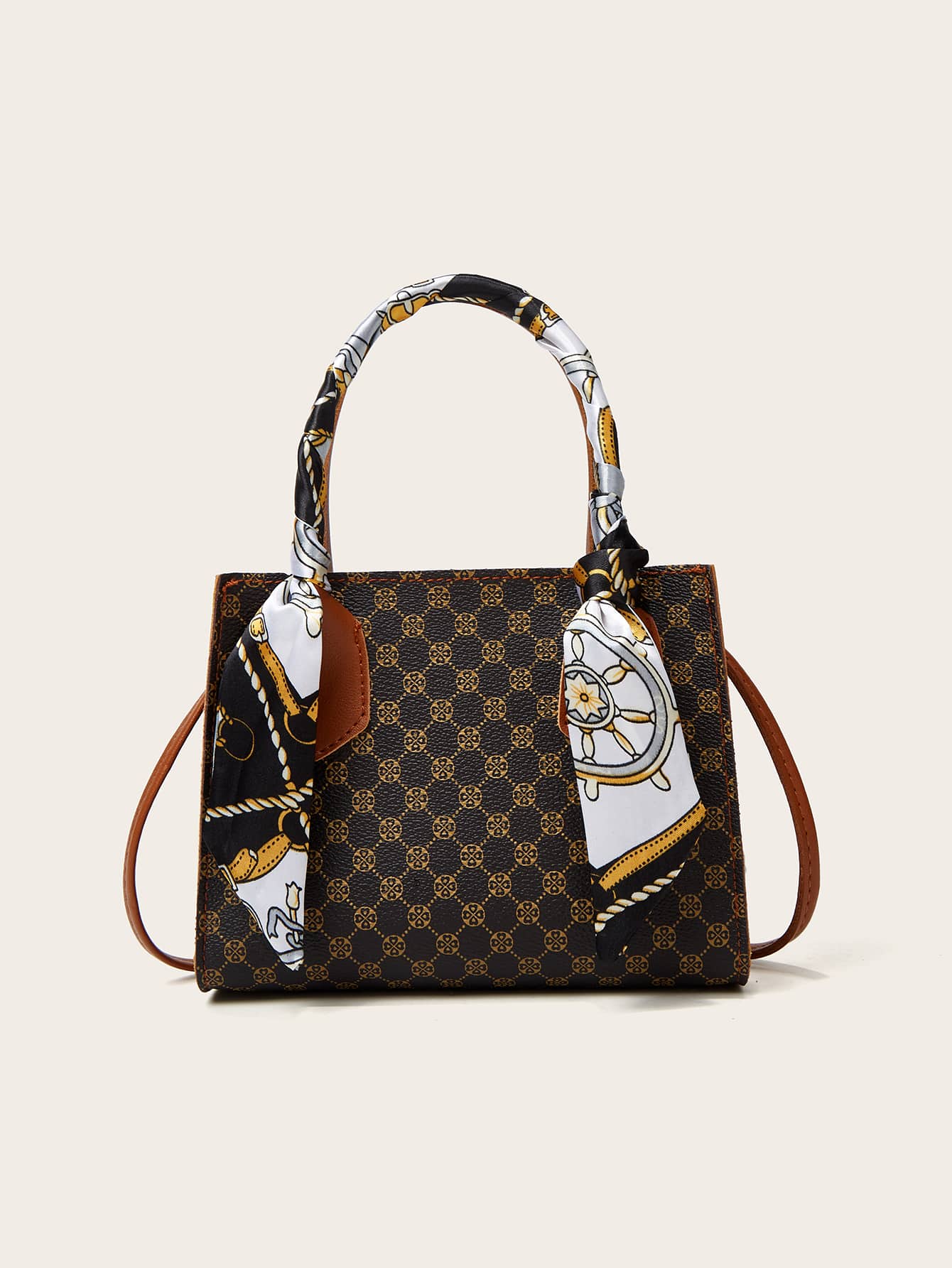 Twilly Scarf Decor Geometric Graphic Satchel Bag