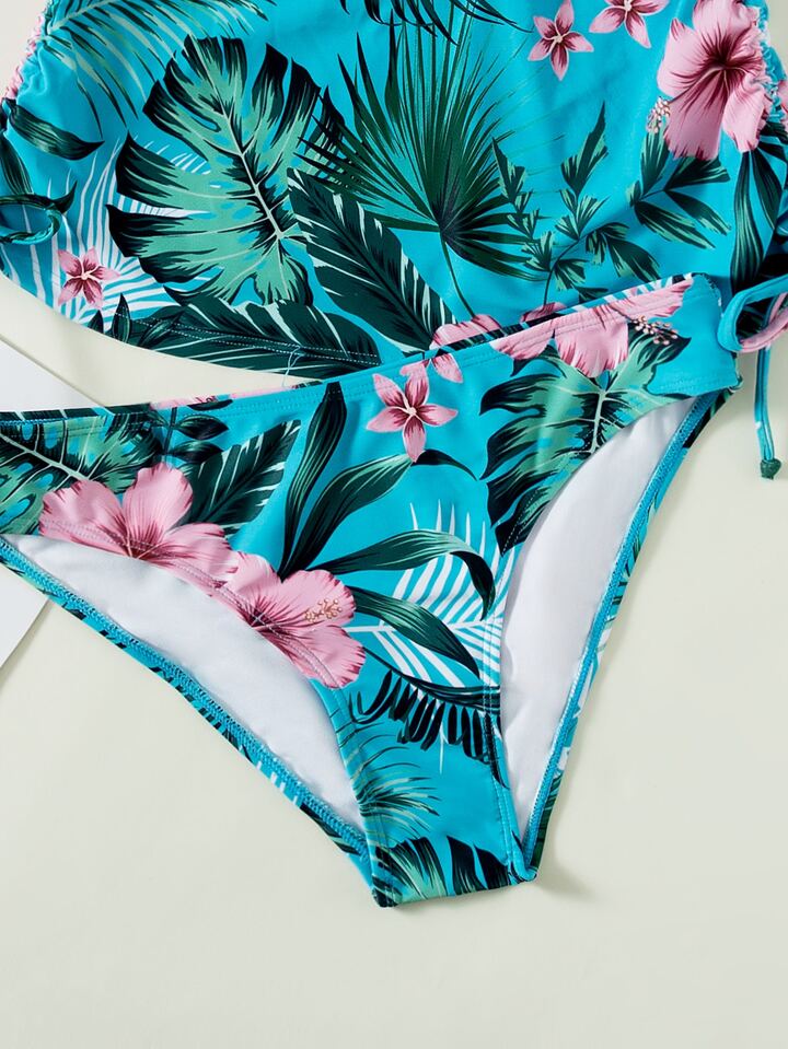 Floral & Tropical Push Up Halter Bikini Swimsuit | SHEIN UK