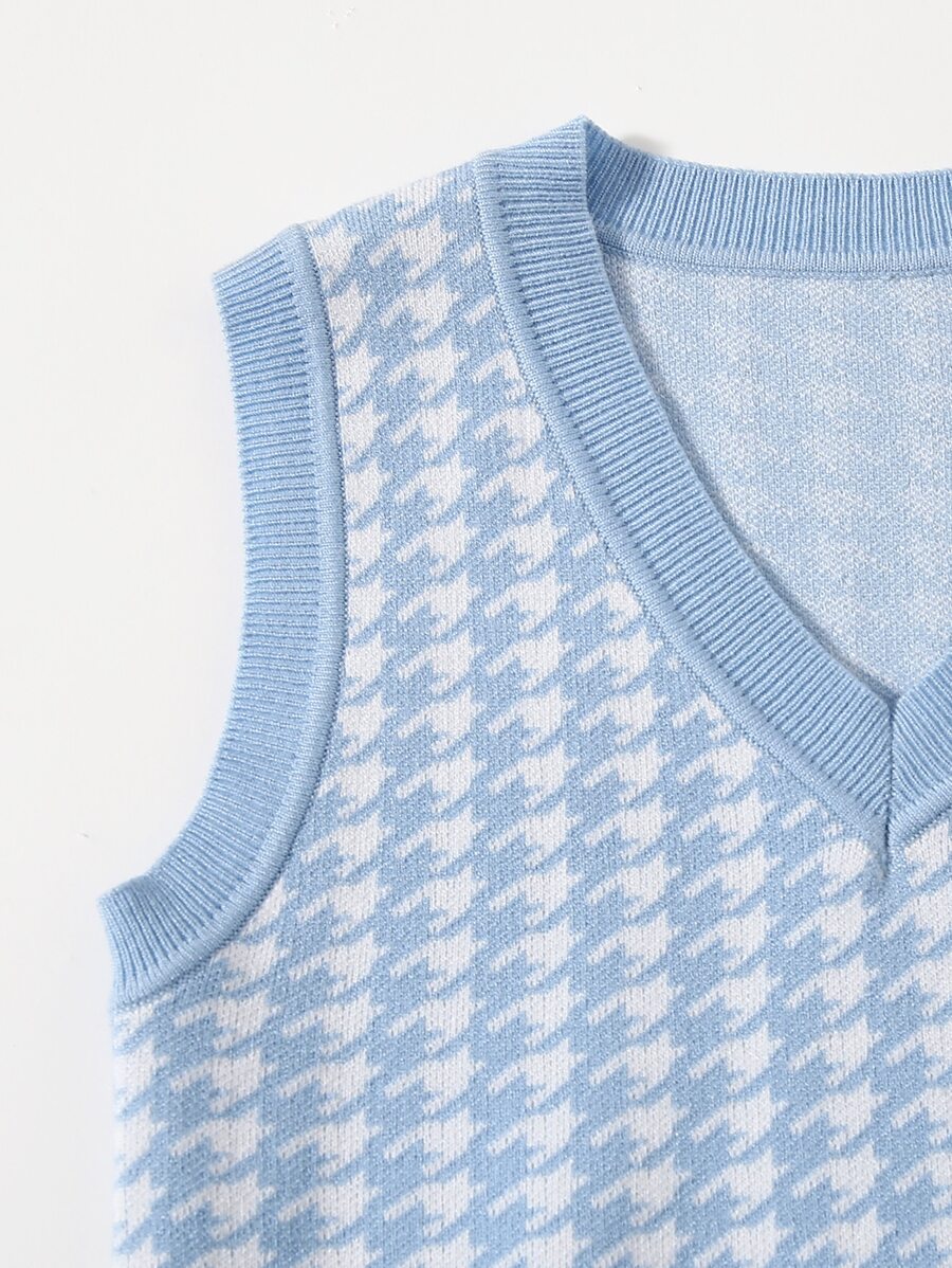 SHEIN Girls Houndstooth Pattern Sweater Vest | SHEIN USA