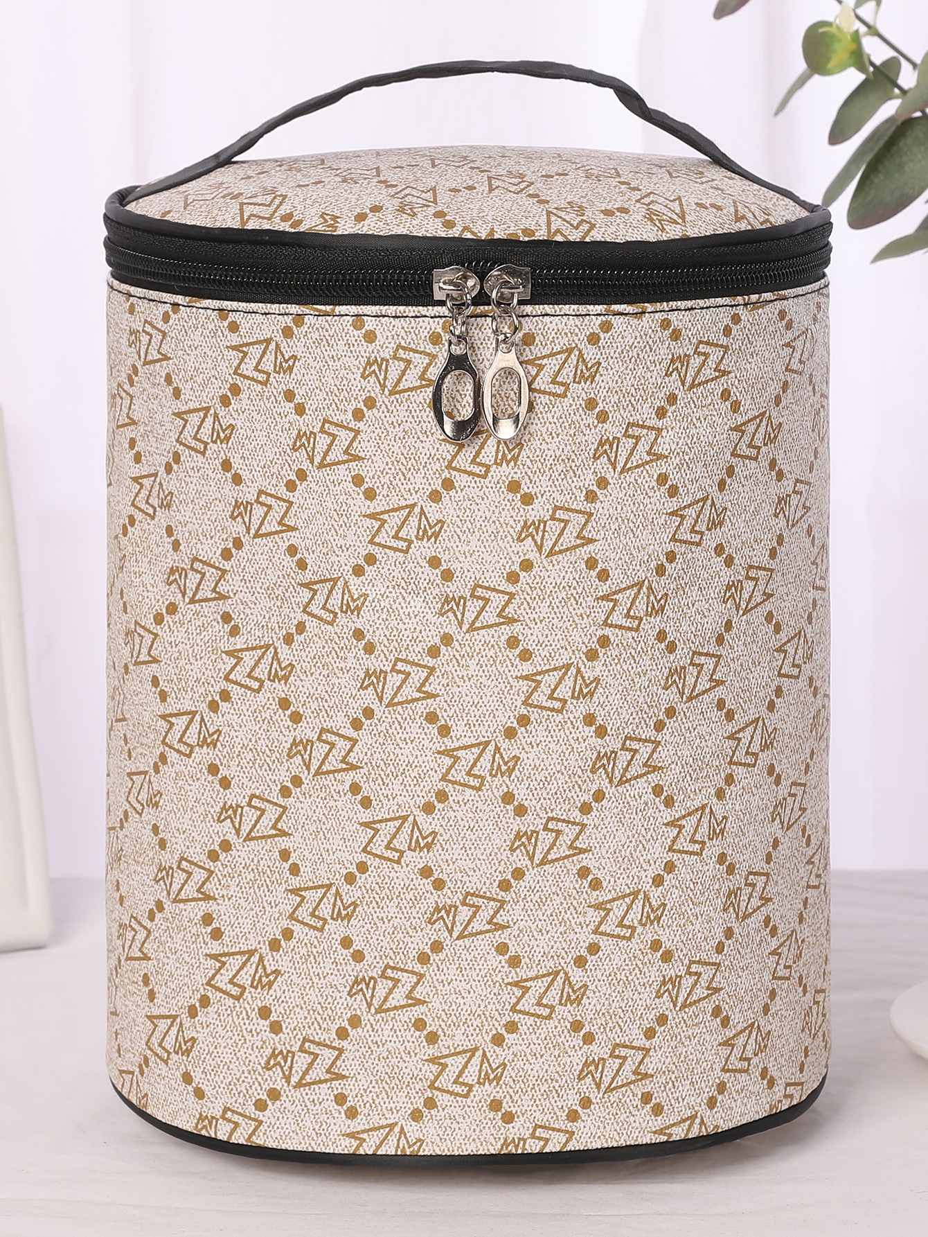 Graphic Cylinder Makeup Bag