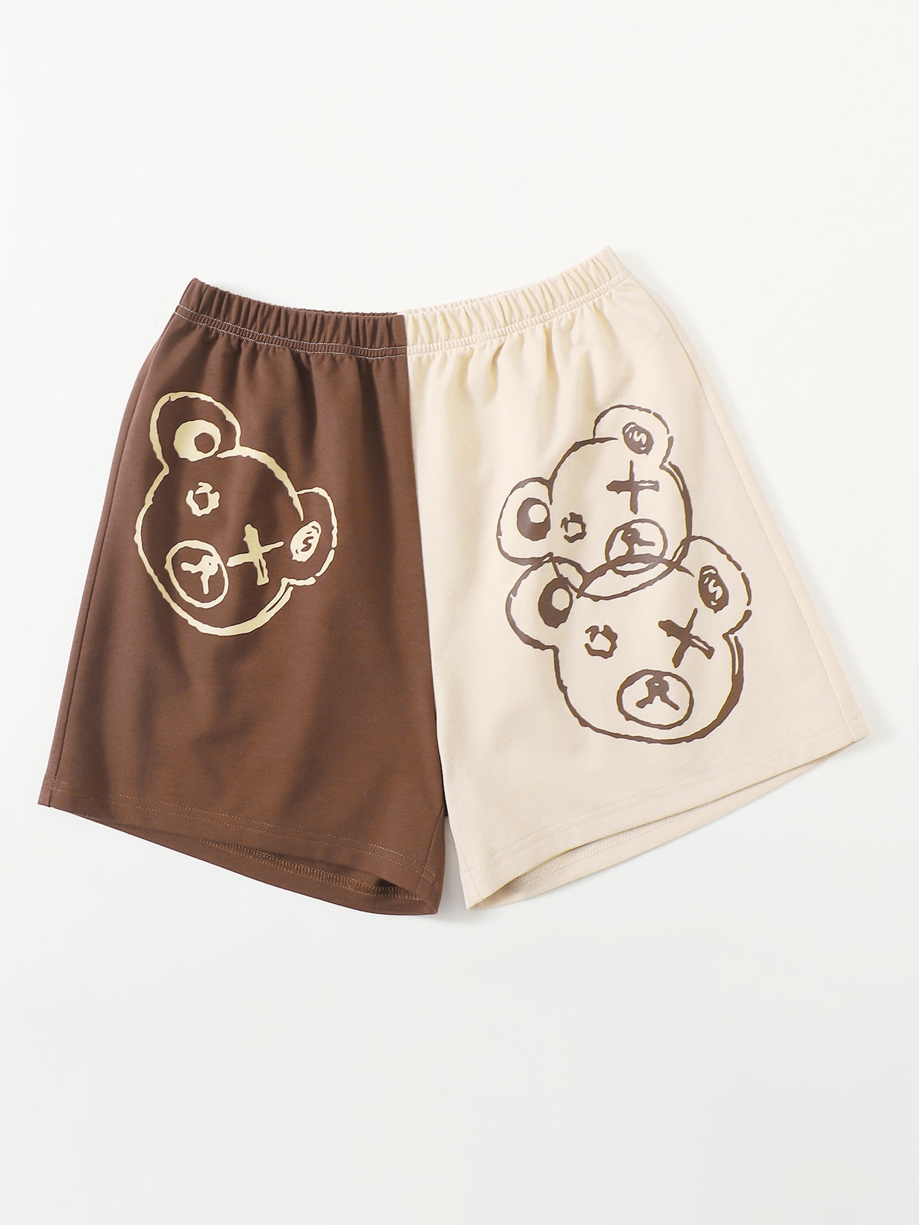 Plus Cartoon Graphic Spliced Shorts