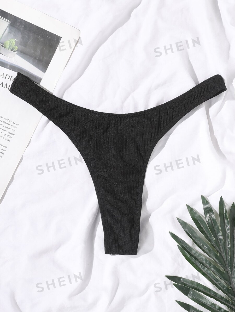 SHEIN Swim Solid High Cut Bikini Panty | SHEIN UK