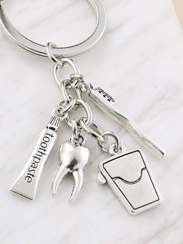 Toothbrush & Teeth Pendant Keychain | SHEIN USA