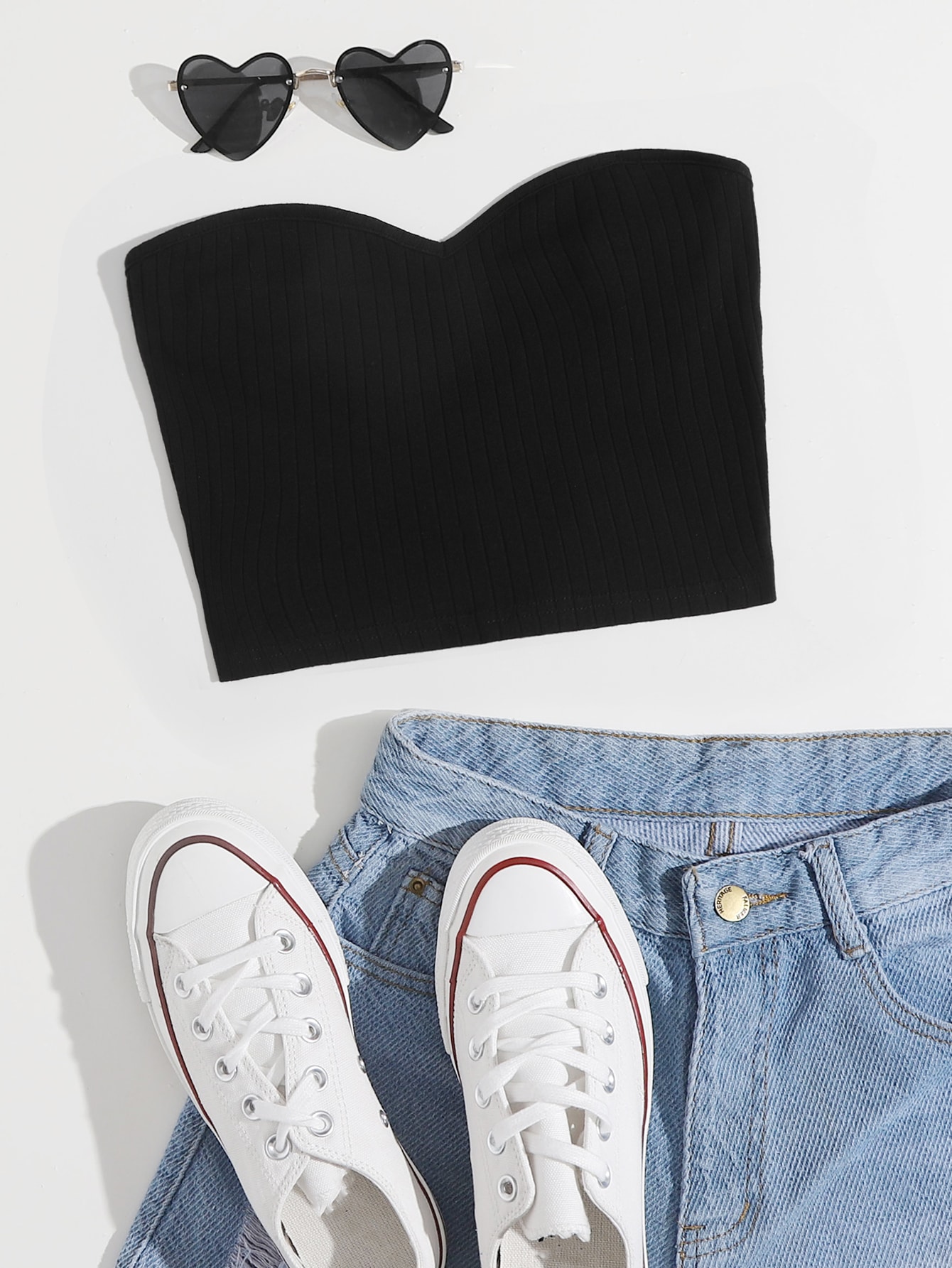 SHEIN EZwear Sweetheart Neck Rib-knit Tube Top | SHEIN USA