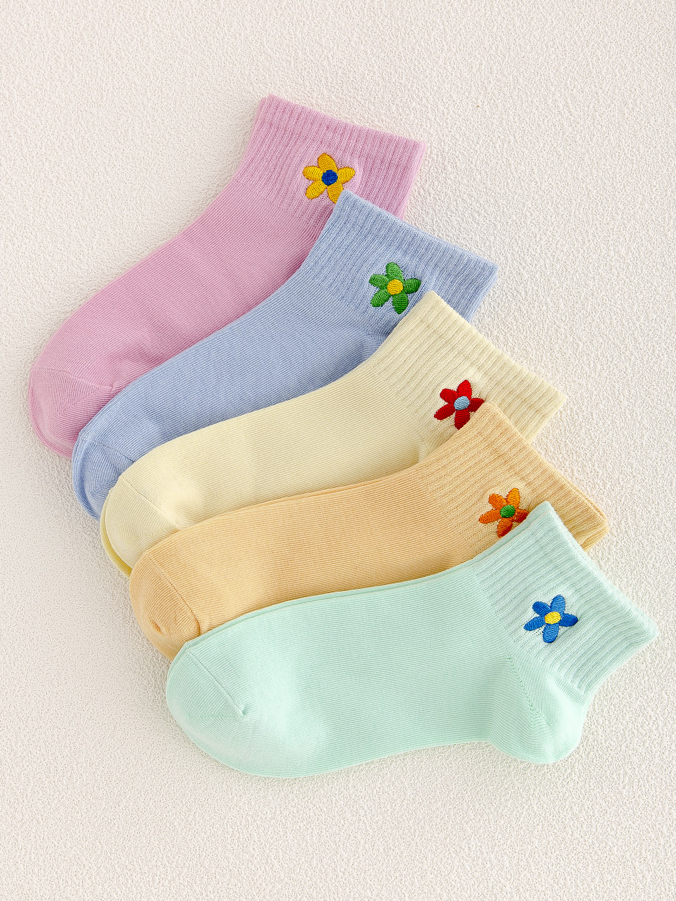 5pairs Flower Embroidery Socks