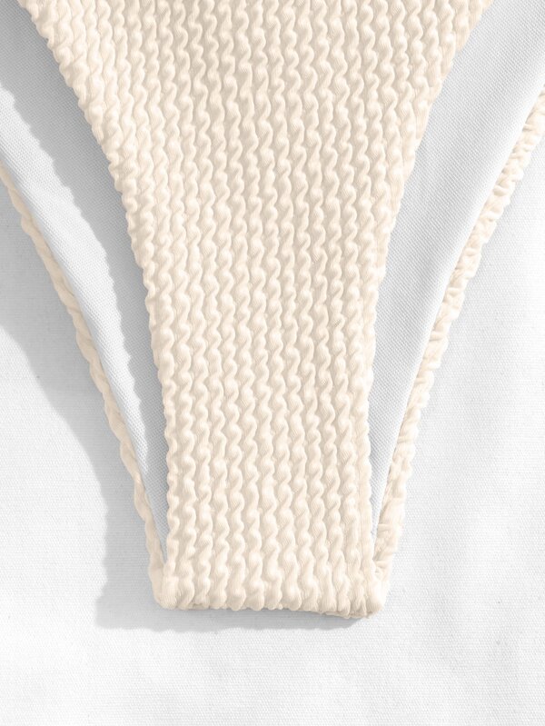 SHEIN Swim Basics Textured Tankini Set Swim Cami Bra & High Cut 2 Piece ...