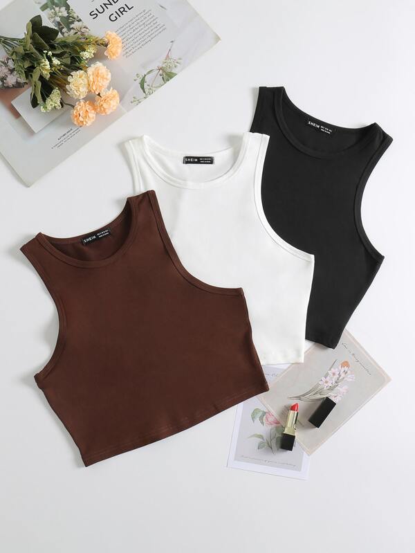 3 Piezas Top Tank Unicolor Moda De Mujer Shein México
