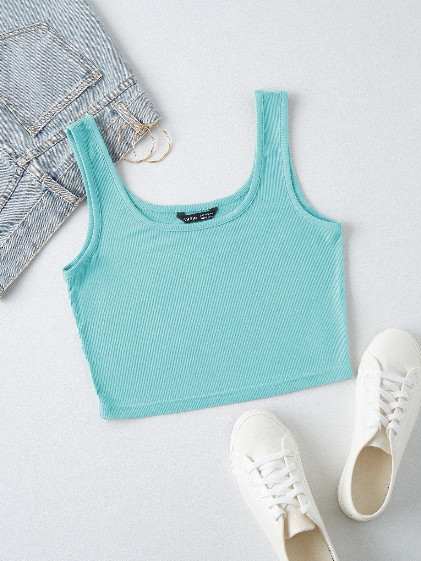 Rib-knit Crop Tank Top