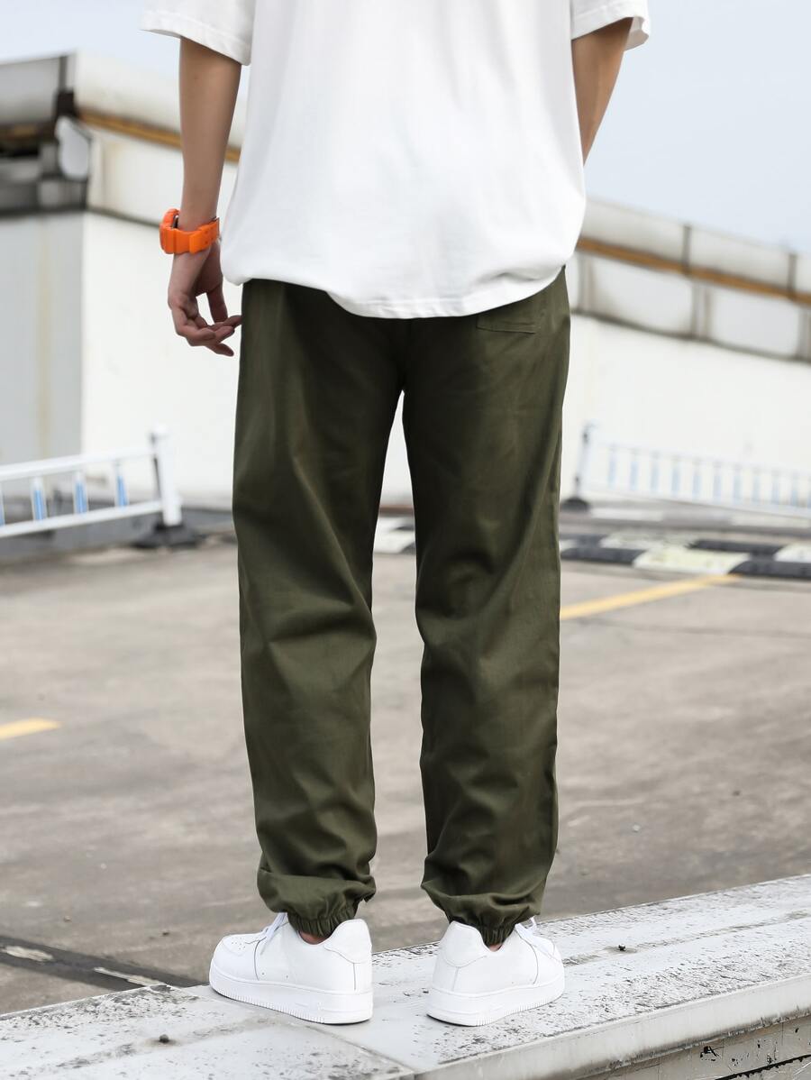 Manfinity Hypemode Men Slant Pocket Tapered Pants, Plain Long Vacation ...