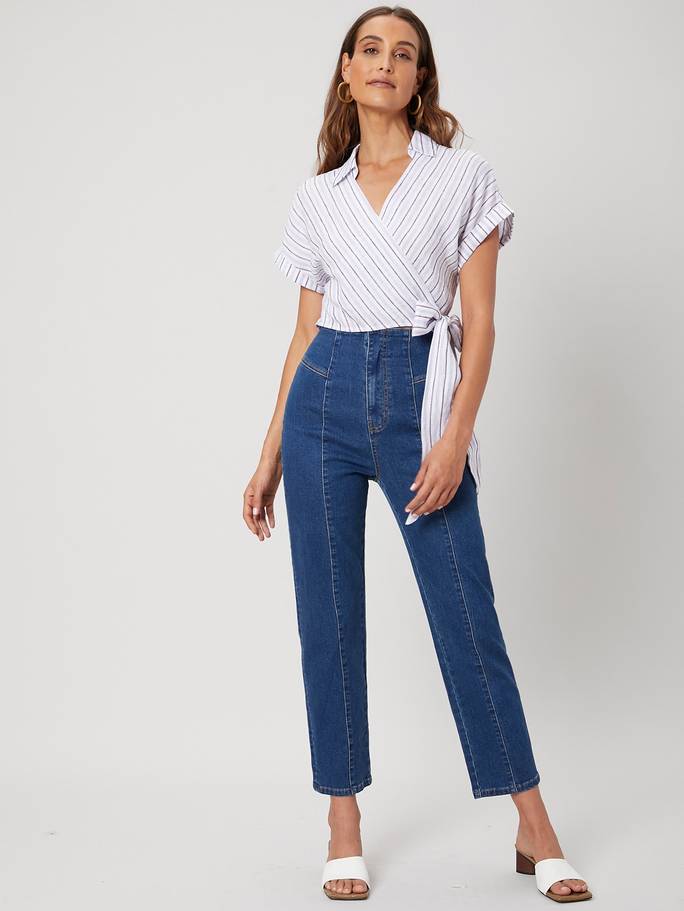 SHEIN Linen Crop Wrap Top | SHEIN USA