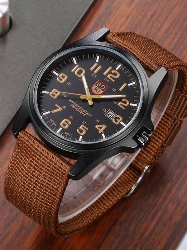 1pc Men Nylon Strap Quartz Watch & 3pcs Bracelet | SHEIN USA