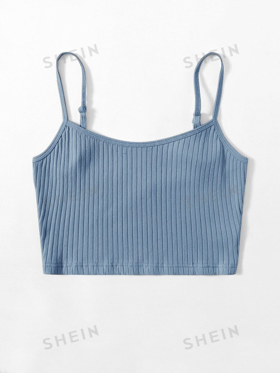SHEIN EZwear Rib-knit Crop Cami Top | SHEIN USA