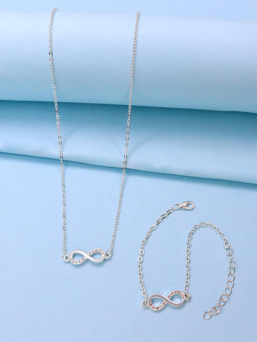 Girls Infinity Decor Necklace & Bracelet | SHEIN USA