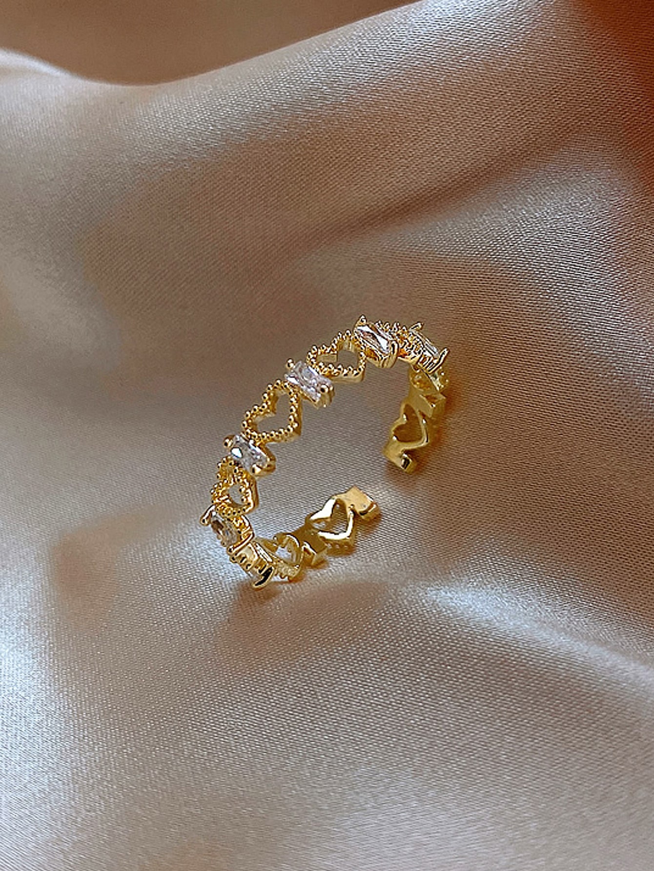 Zircon Decor Cuff Ring