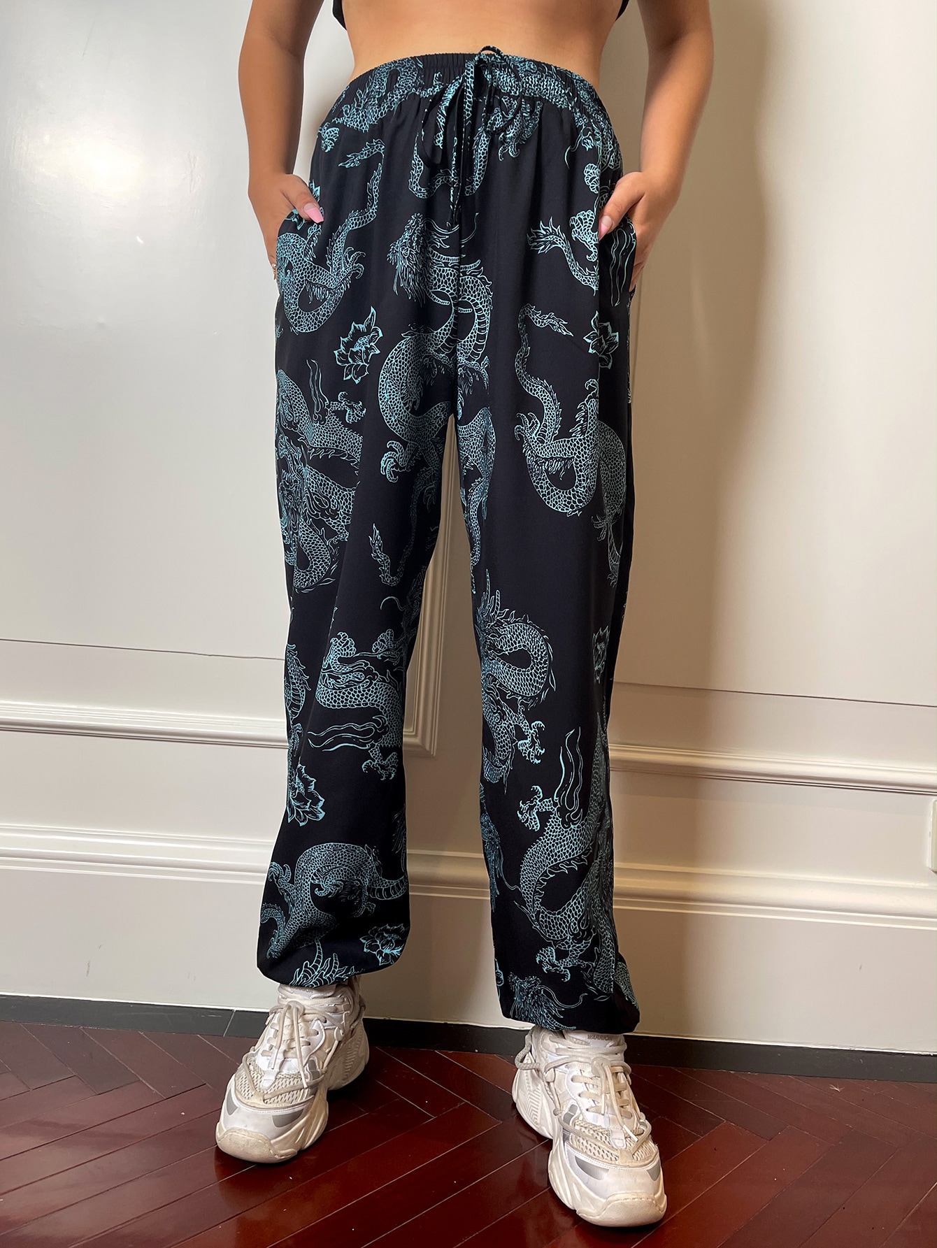 Chinese Dragon Print Sweatpants