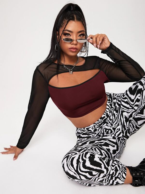 Plus Cut Out Front Crop Top | SHEIN USA