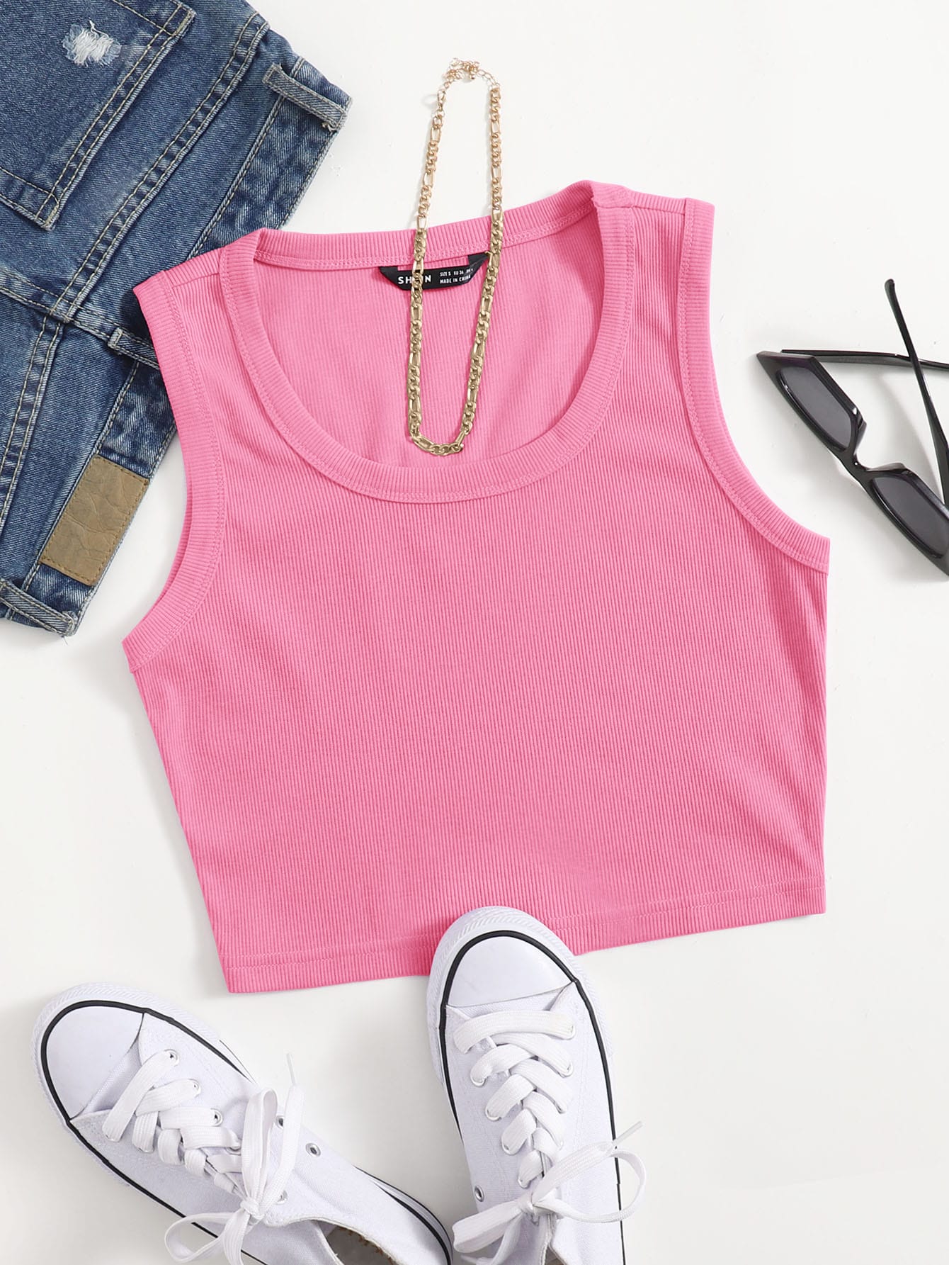 SHEIN EZwear Scoop Neck Solid Tank Top | SHEIN USA