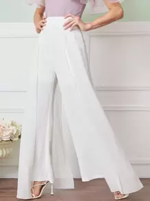 Modelyn Zipper Back Wide Leg Pants With Cape | SHEIN USA