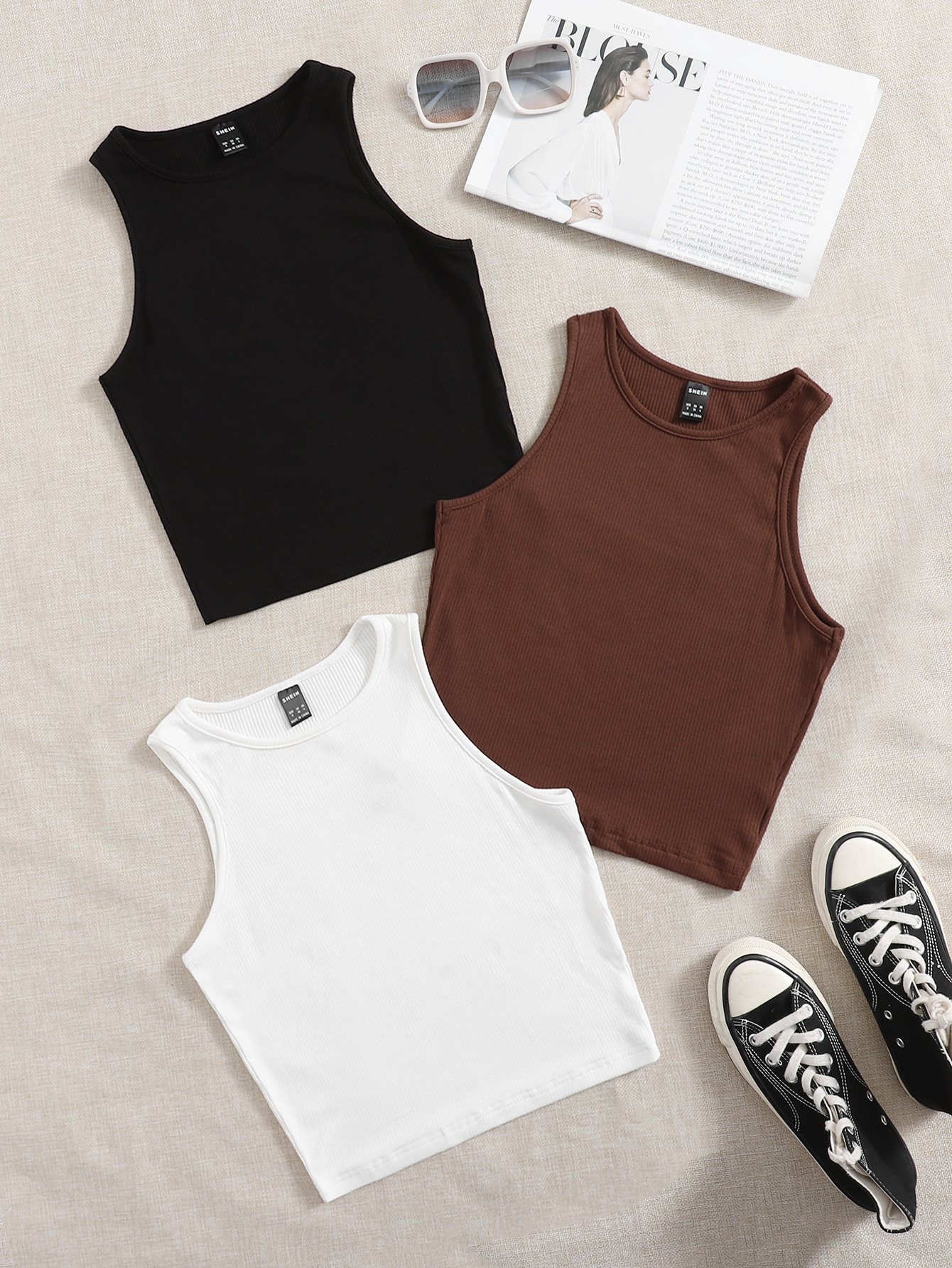 SHEIN EZwear 3 Pack Solid Tank Top | SHEIN USA