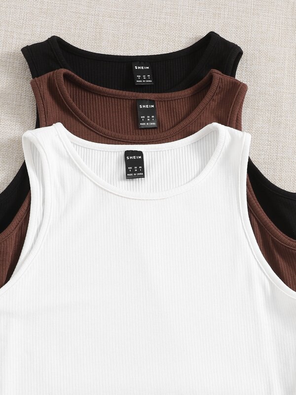 SHEIN EZwear 3 Pack Solid Tank Top | SHEIN USA