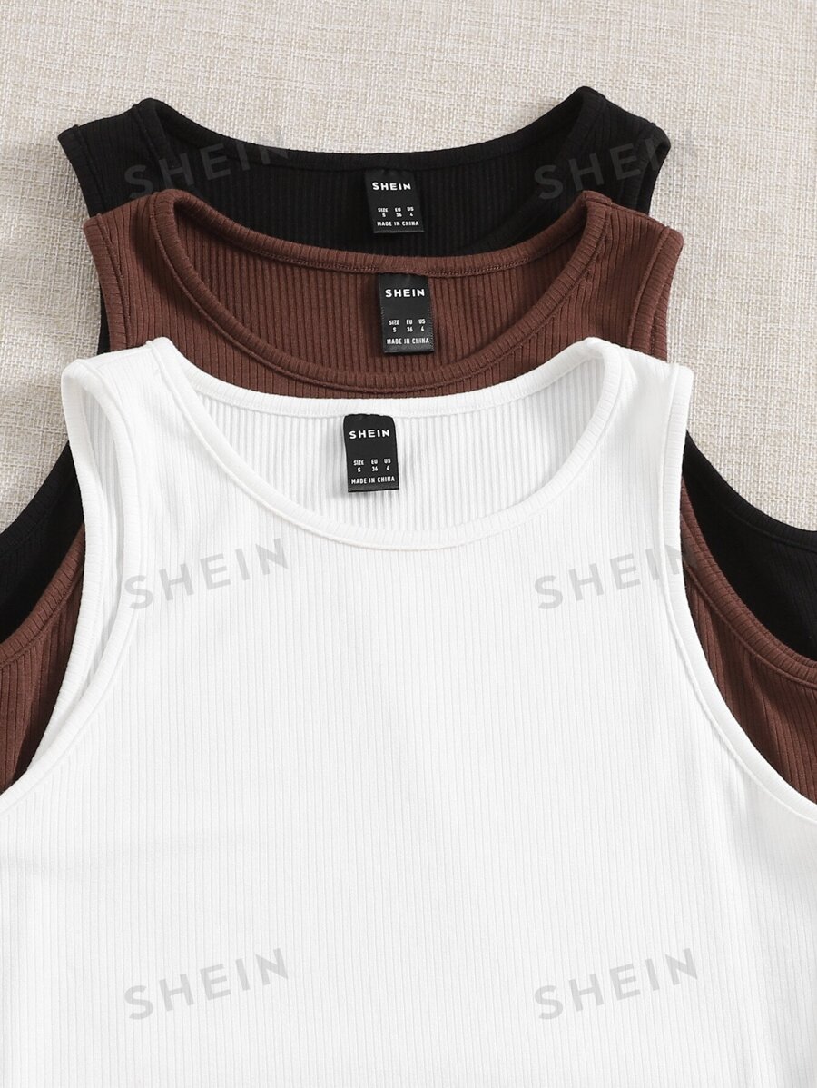SHEIN EZwear 3 Pack Solid Tank Top | SHEIN UK