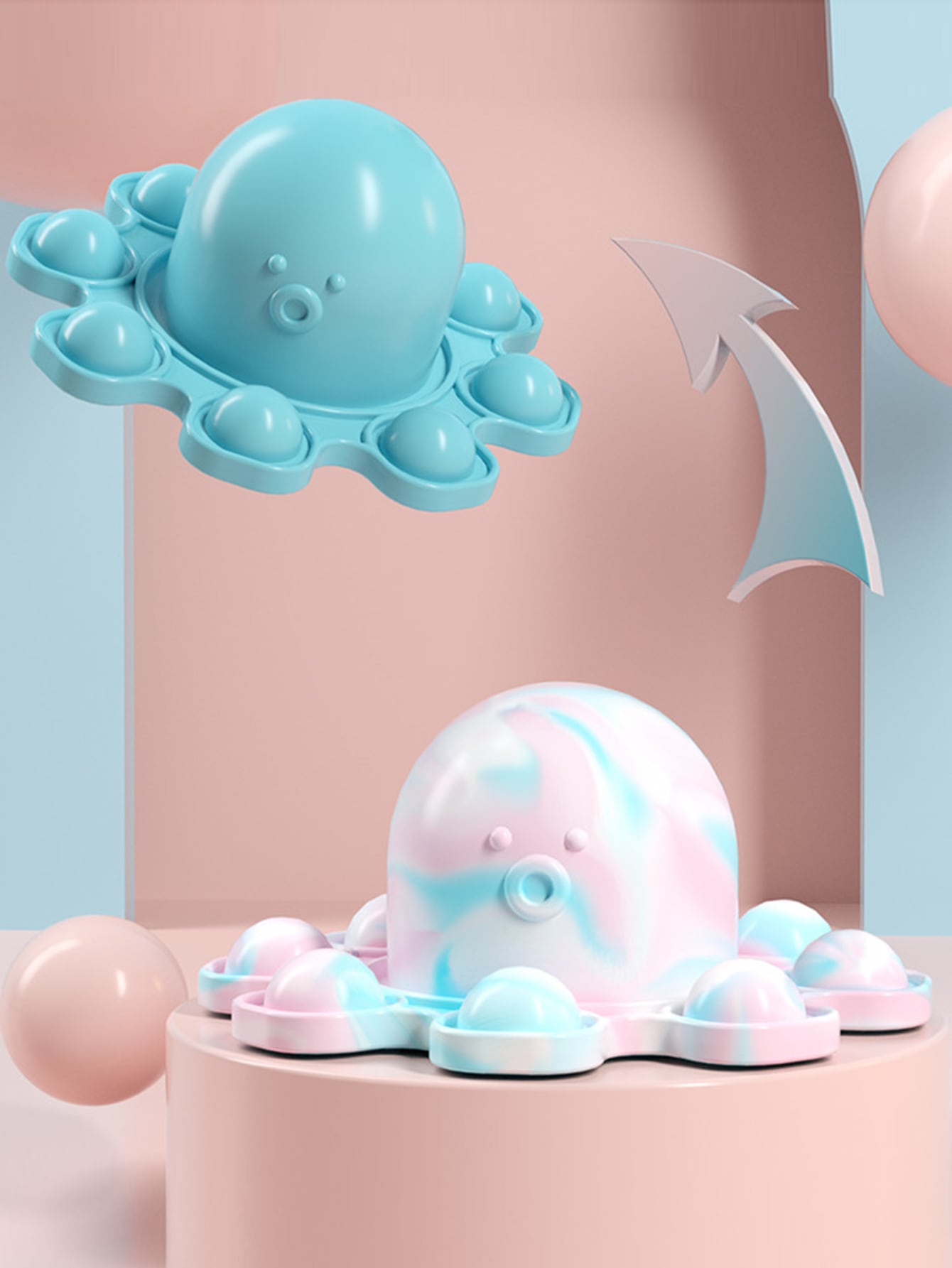 1pc Reversible Octopus Push Pop Bubble