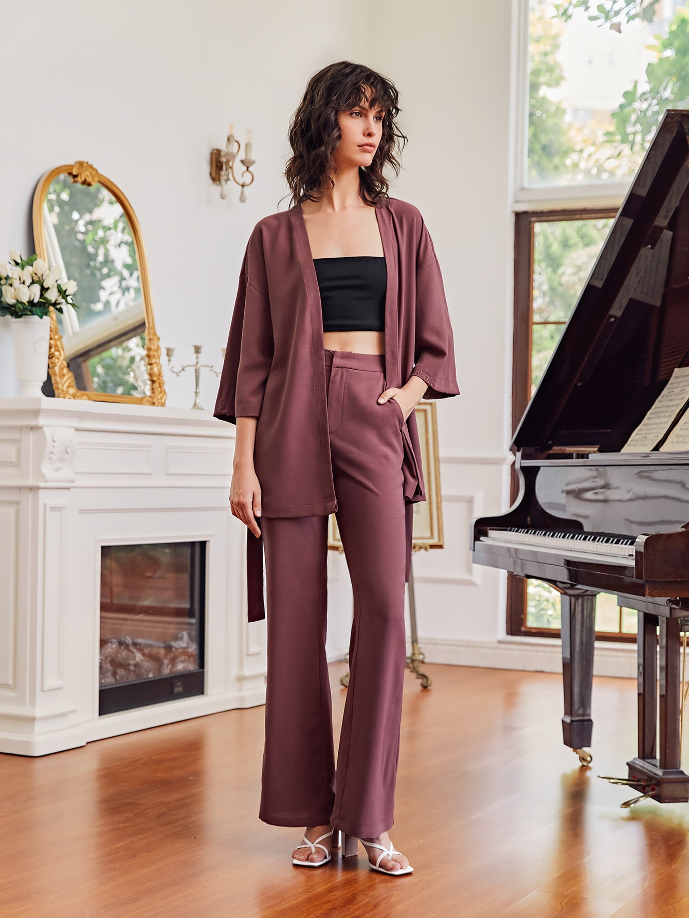 Jessica Rose Kimonos Cinta Liso | Moda de Mujer | SHEIN México