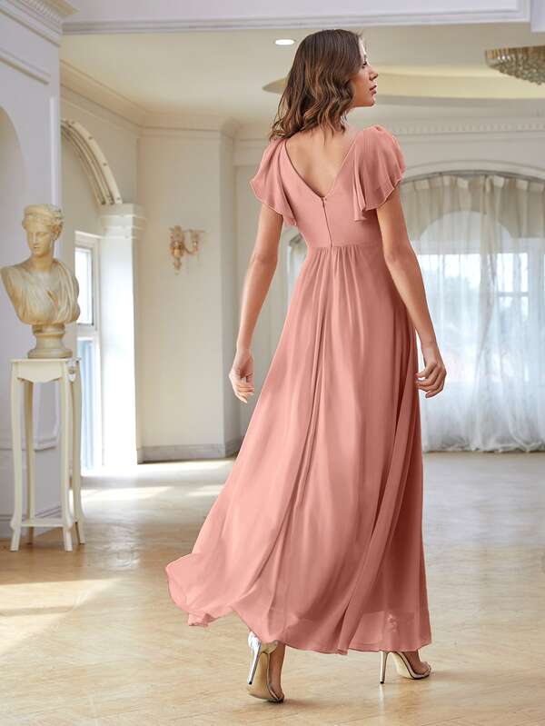 Surplice Front Butterfly Sleeve Chiffon Prom Dress Shein Usa