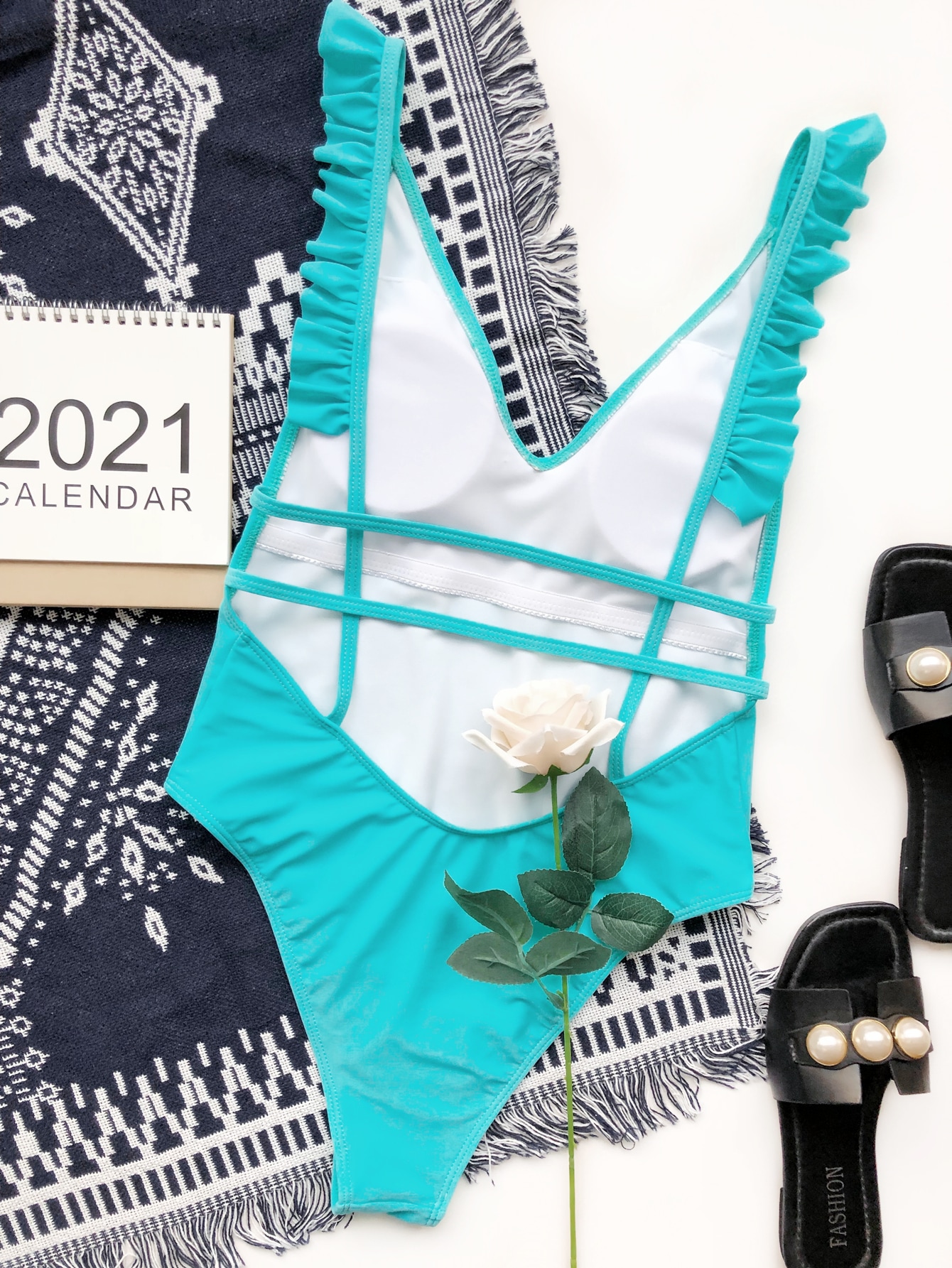 SHEIN Swim Vcay Ruffle Trim One Piece Swimsuit | SHEIN USA