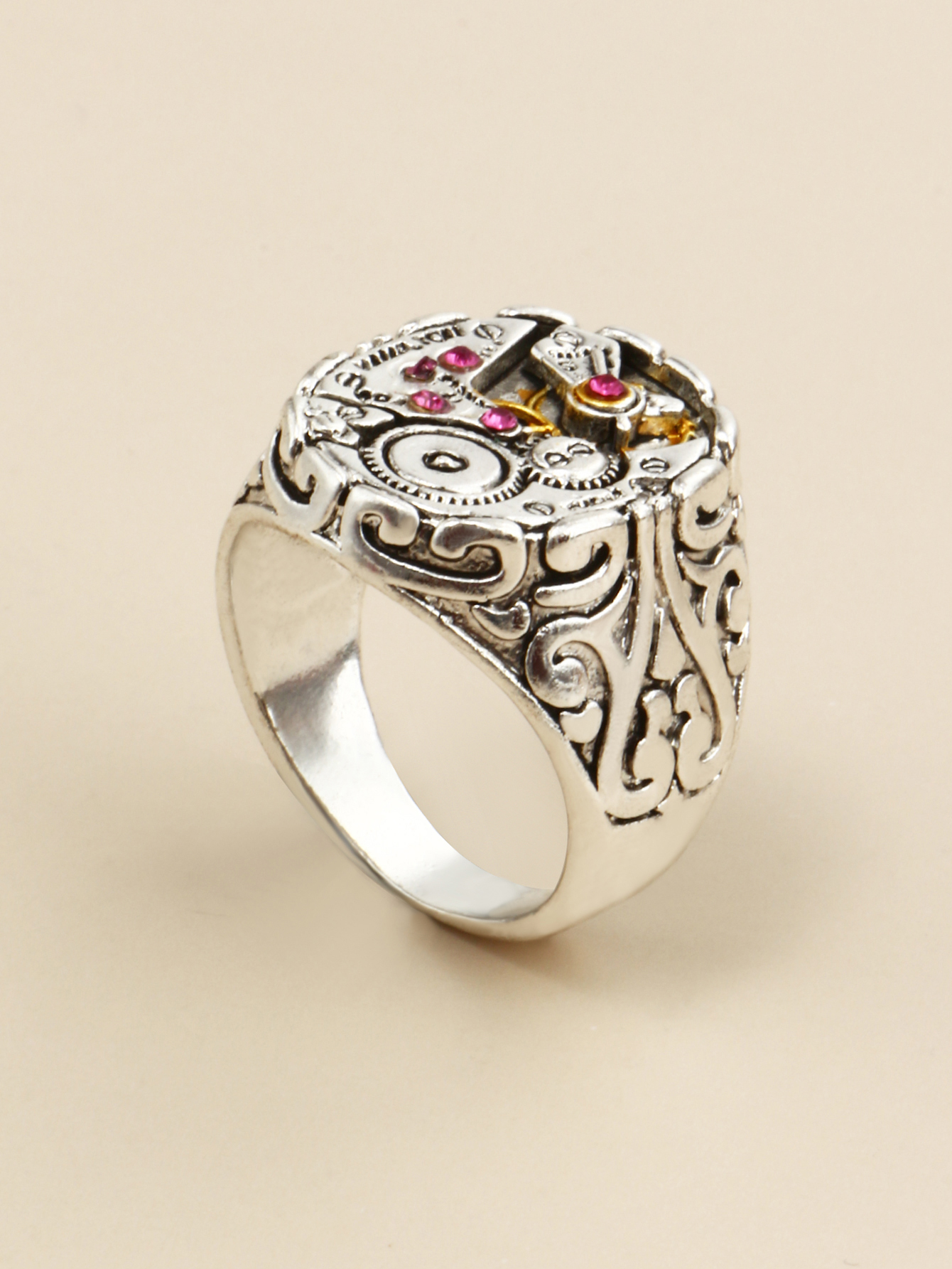 Rhinestone Decor Metal Ring