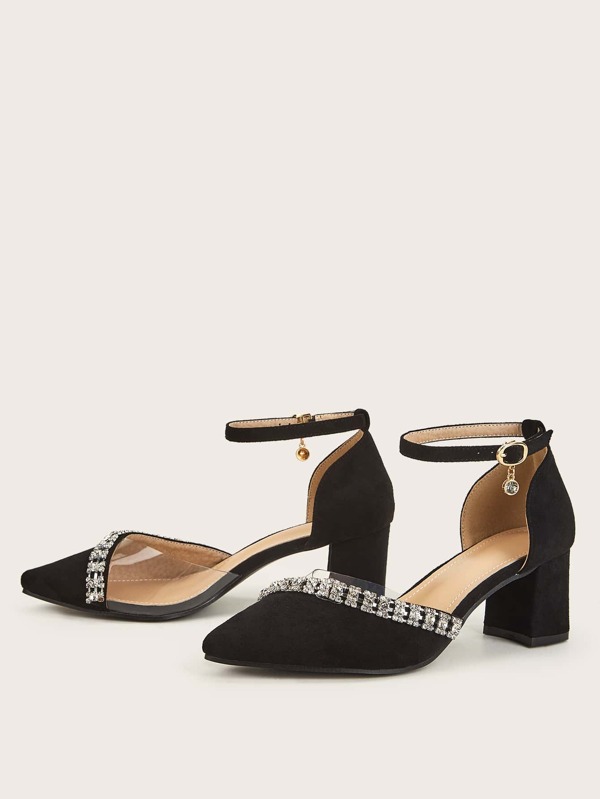 Rhinestone Decor Ankle Strap Pumps | SHEIN USA