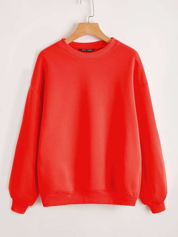 Drop Shoulder Solid Pullover | SHEIN USA