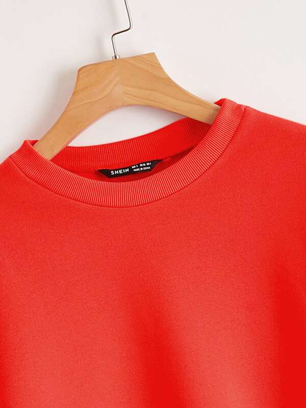 Drop Shoulder Solid Pullover | SHEIN USA