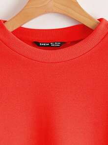 Drop Shoulder Solid Pullover | SHEIN USA