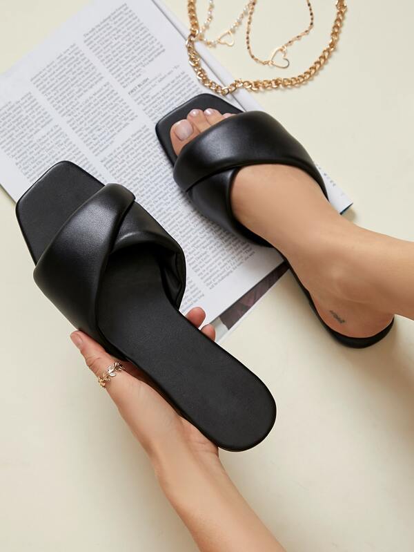 Sandalias elegantes deslizantes para mujer, sandalias planas para ...