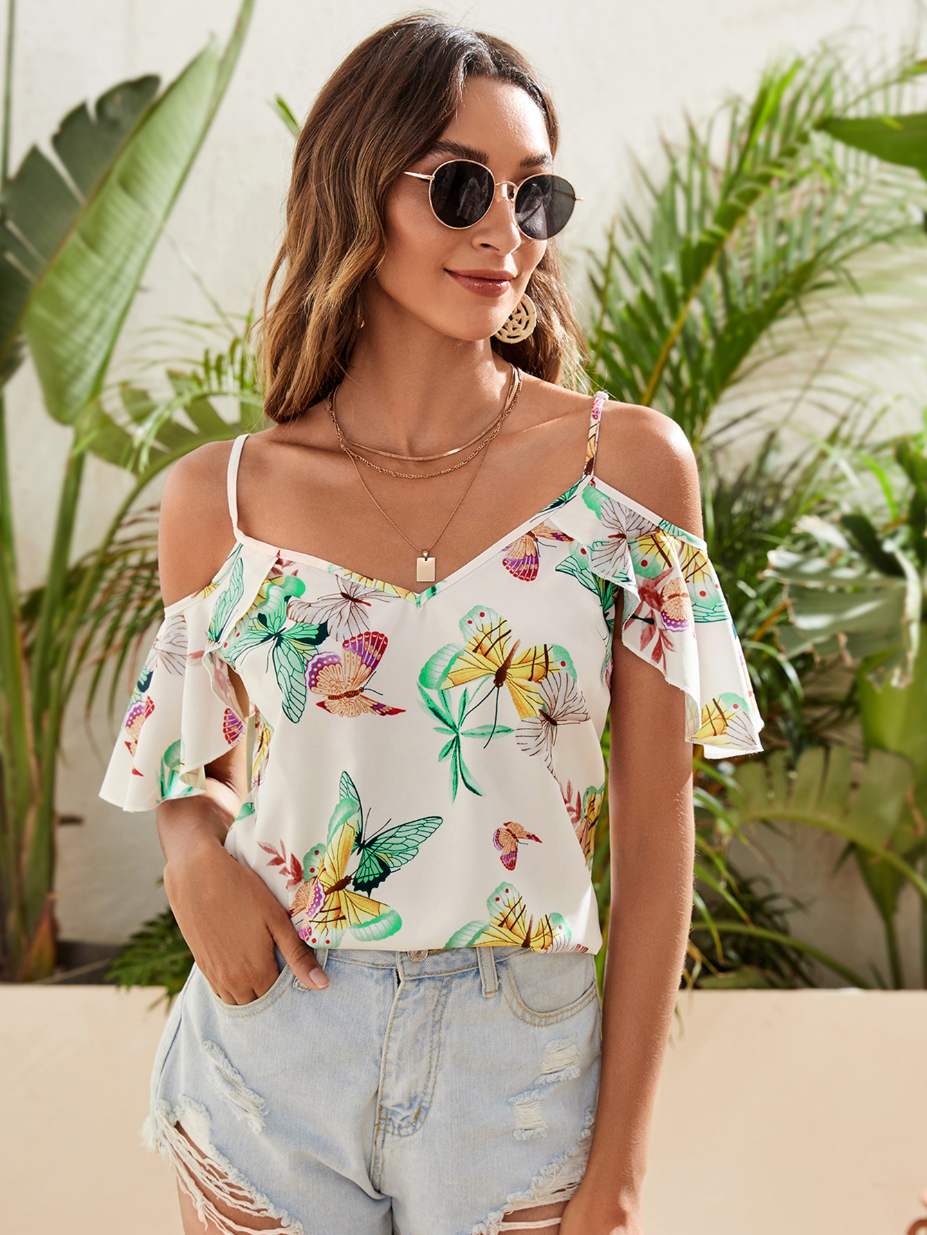 Plissado Animal Boho Blusa | SHEIN Brasil