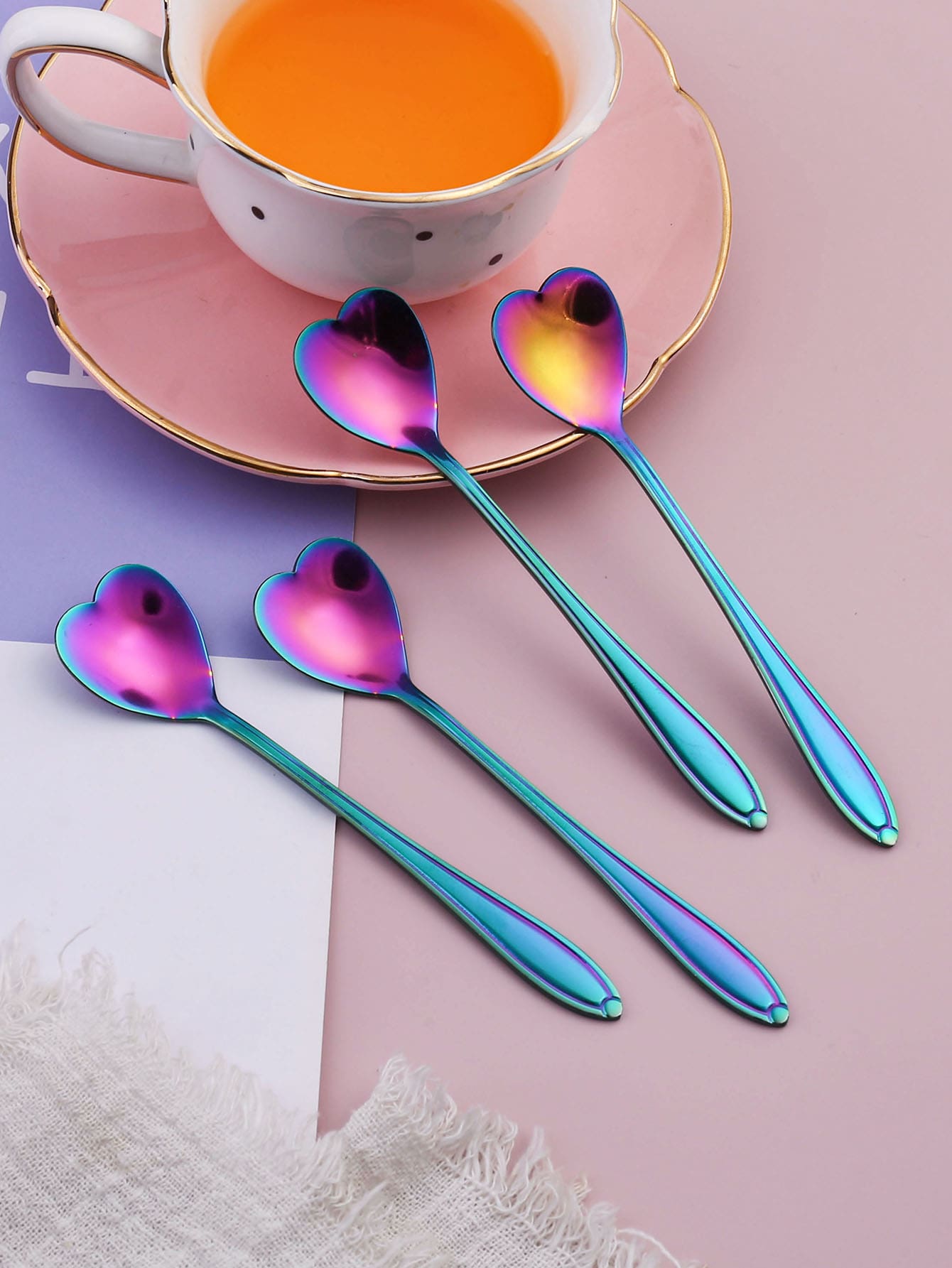 4pcs Stainless Steel Heart Spoon