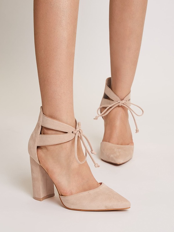 Point Toe Chunky Heeled Pumps | SHEIN USA