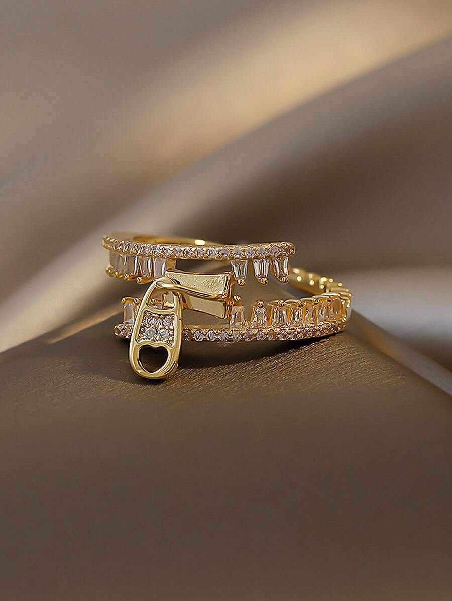 Cubic Zirconia Zipper Design Ring | SHEIN USA