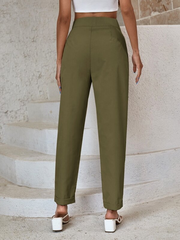 SHEIN BIZwear Solid Button Fly Tailored Pants | SHEIN USA