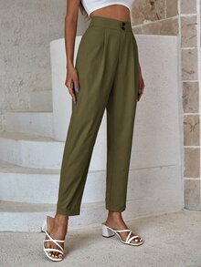 SHEIN BIZwear Solid Button Fly Tailored Pants | SHEIN USA