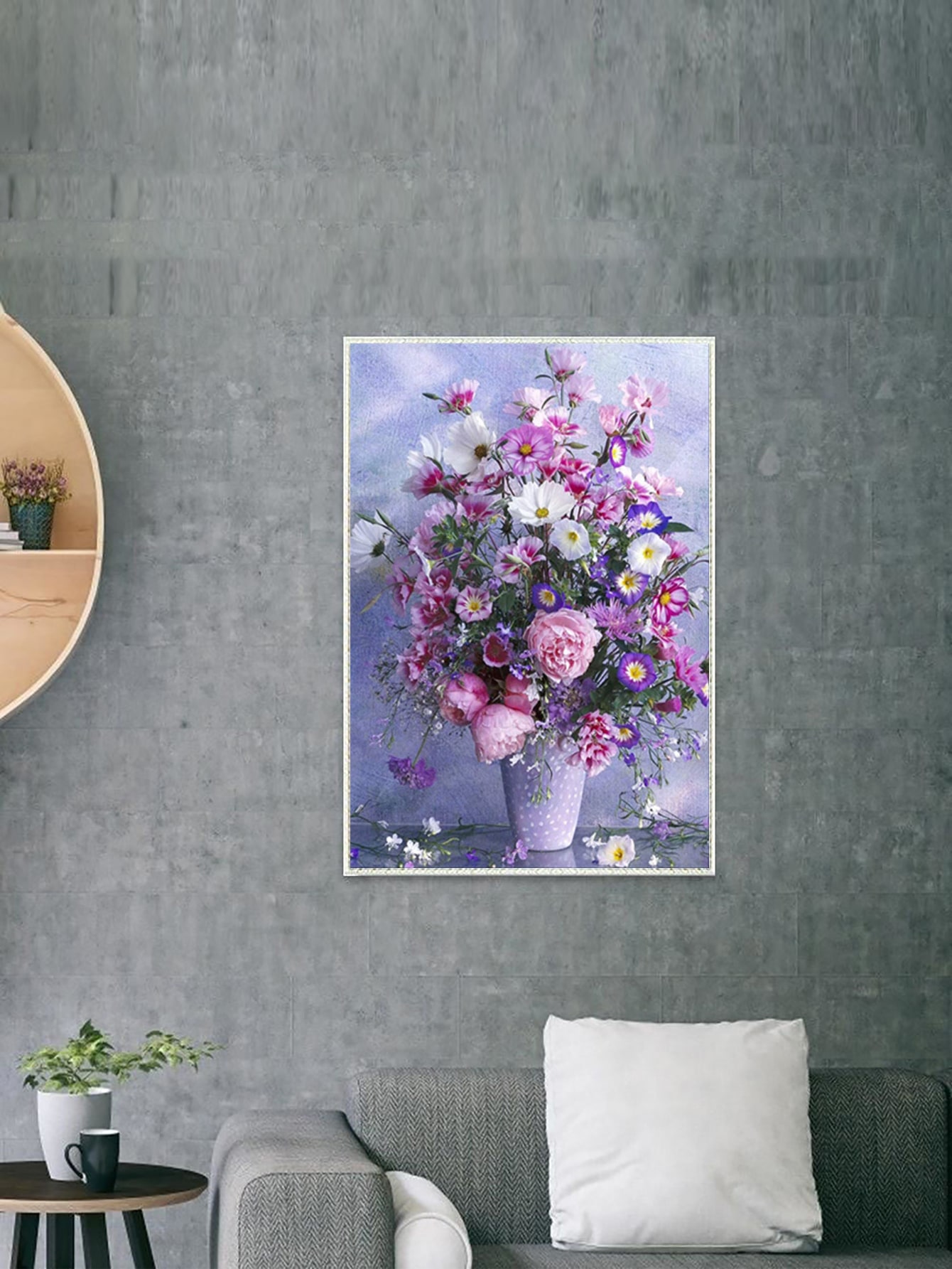 Flower Print DIY Diamond Unframed Painting