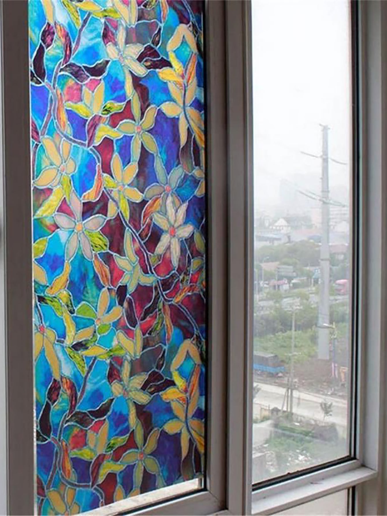 1pc Flower Print Window Privacy Sticker