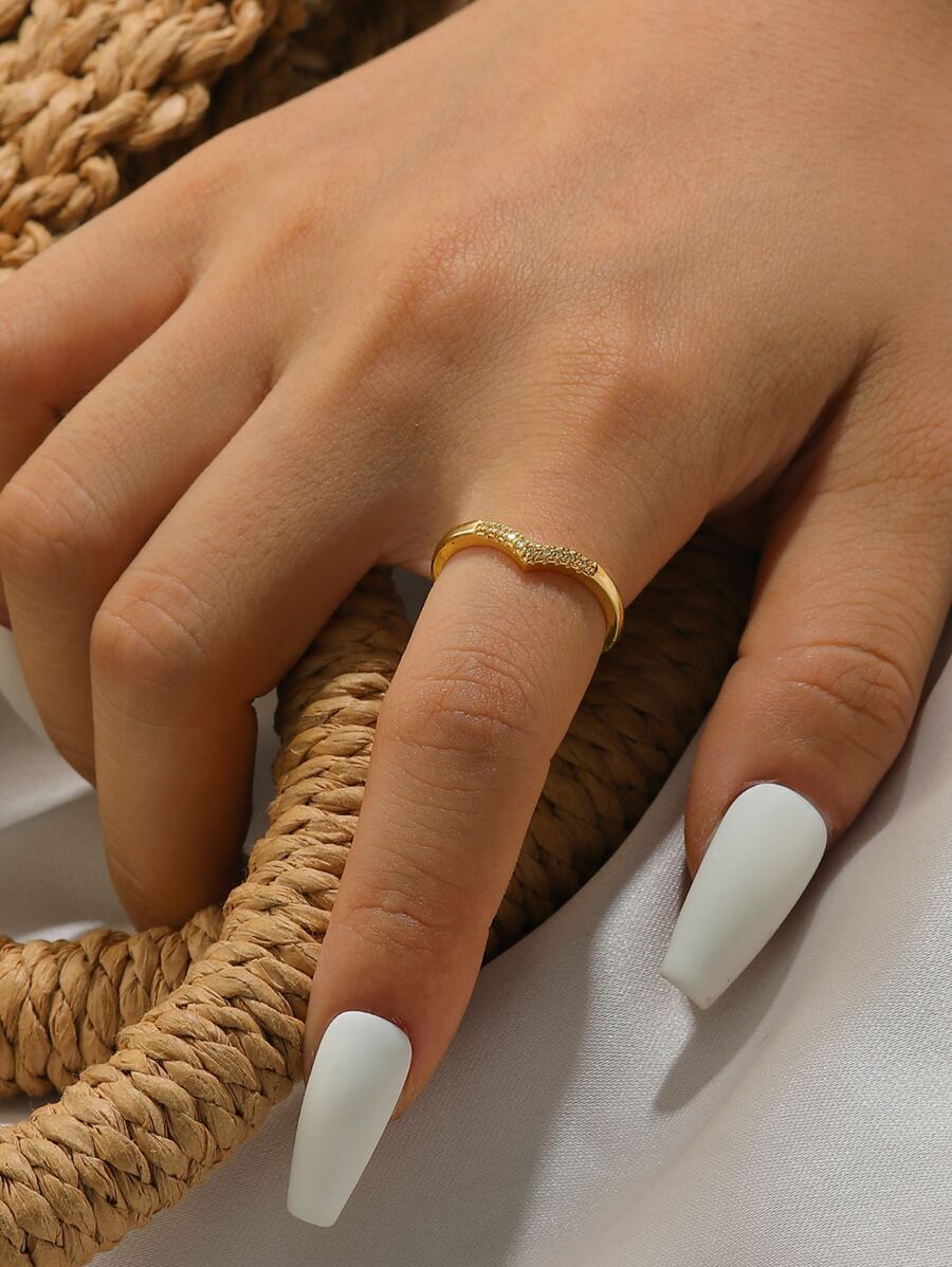 Cubic Zirconia Decor Cuff Ring | SHEIN USA