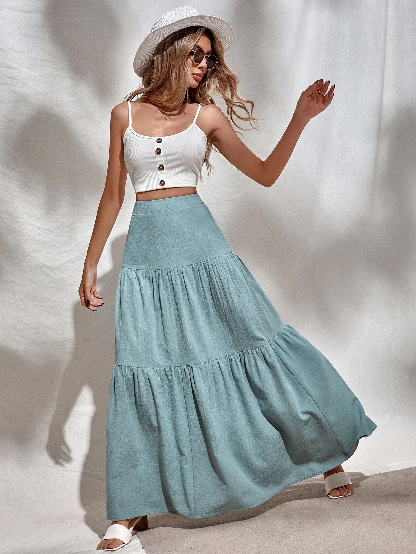 High Waist Ruffle Hem Skirt | SHEIN UK
