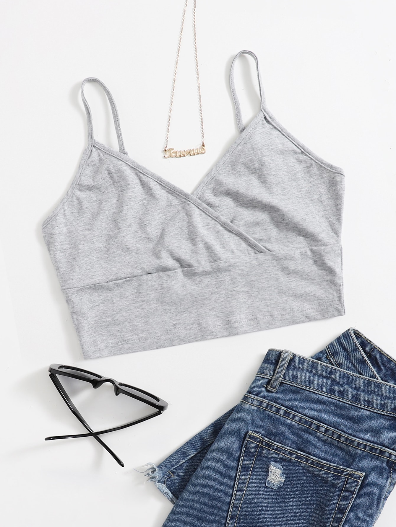 Wrap Detail Solid Cami Top