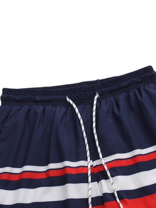 Manfinity Men Striped Drawstring Swim Trunks | SHEIN USA