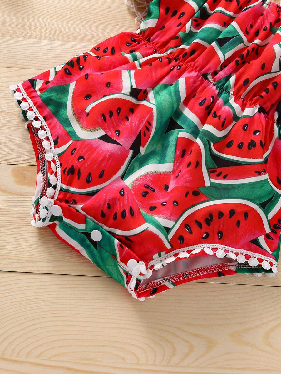 Baby Girl Watermelon Print Bodysuit With Headband | SHEIN UK