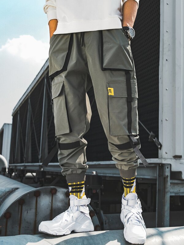 Manfinity EMRG Men Ribbon Flap Pocket Cargo Pants | SHEIN USA