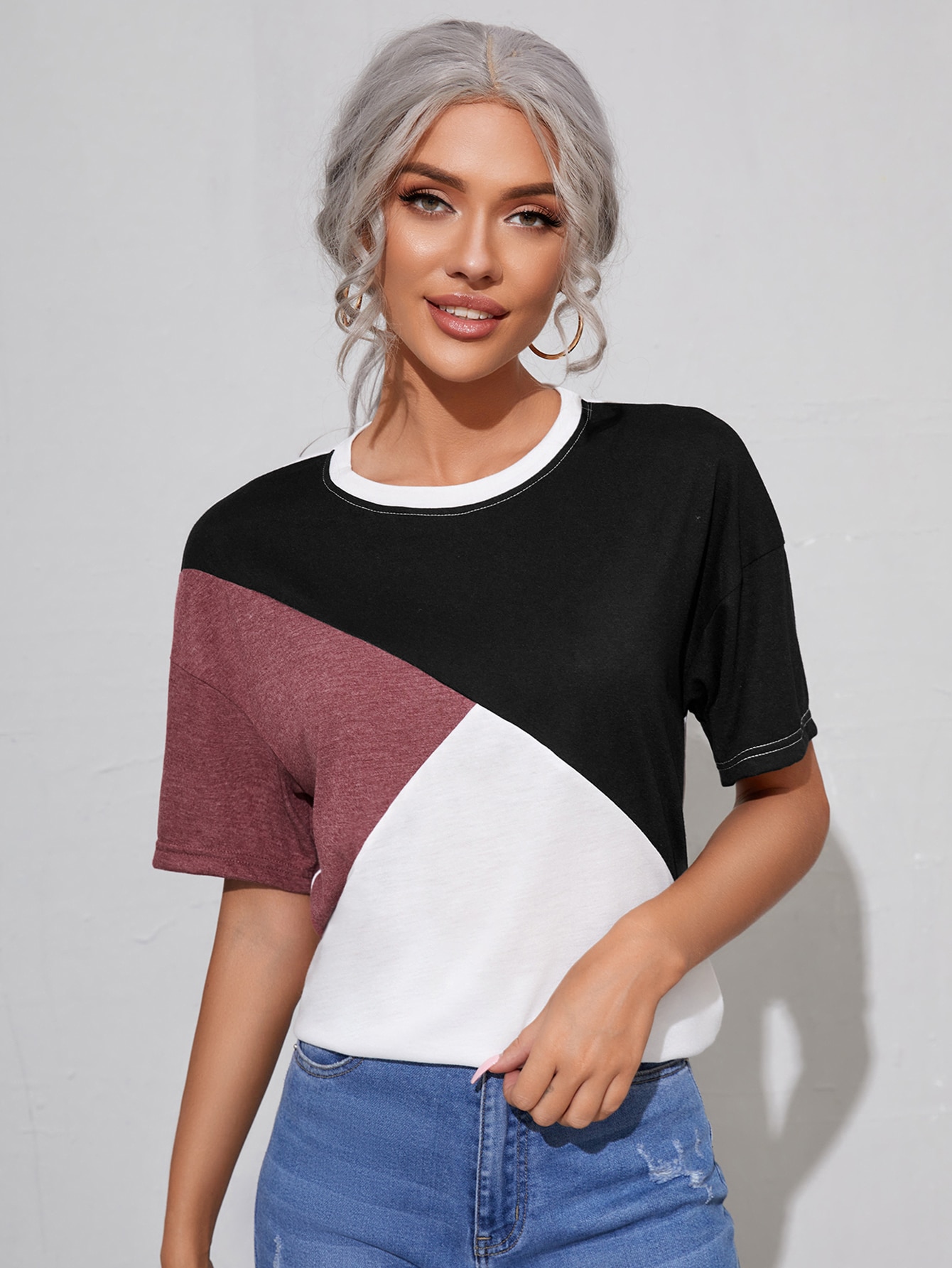 Colorblock Print Tee
